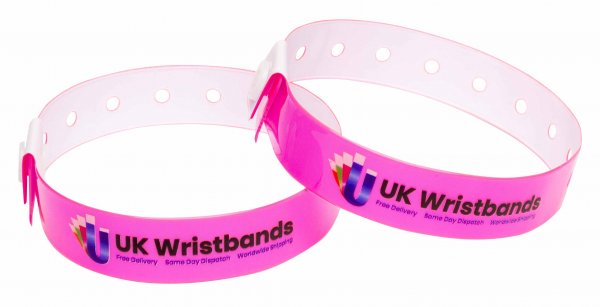 1000 Custom printed Neon Pink L Shaped Wristbands