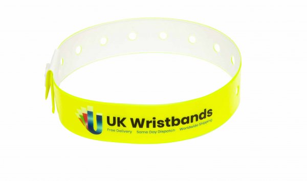 1000 Custom printed Neon Yellow L Shaped Wristbands