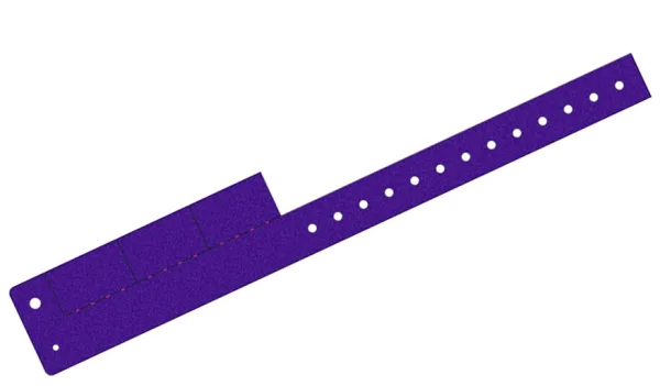 Custom Printed Purple Glitter L Shaped 3 Tabs Vinyl Wristbands