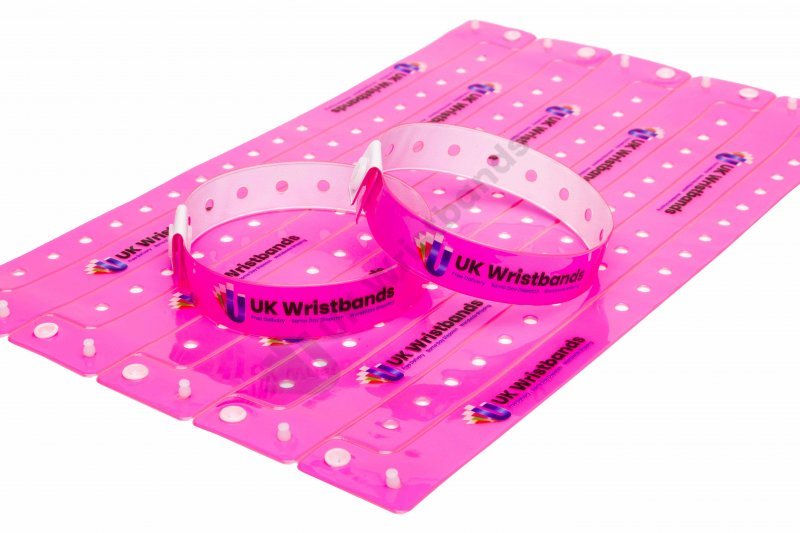 100 Custom printed Neon Pink L Shaped Wristbands
