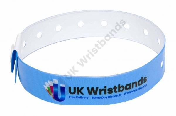 10000 Custom printed Sky Blue L Shaped Wristbands
