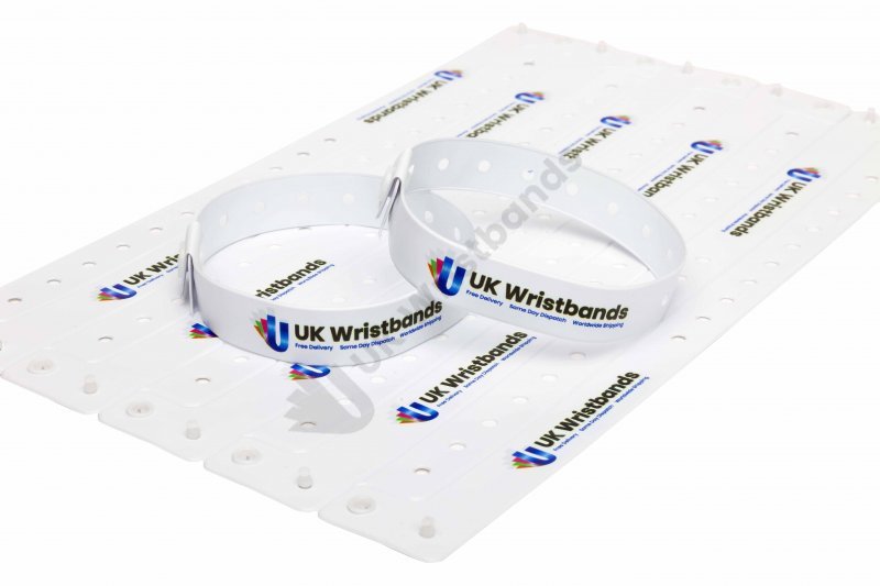 50 Custom printed White L Shaped Wristbands